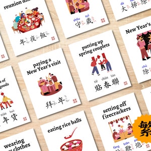 Traditional Chinese Lunar New Year Customs Flashcards Bilingual ...
