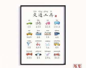 Color Poster Bilingual Simplified Chinese Pinyin Mandarin Homeschool ...