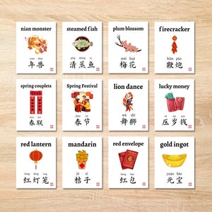 Chinese New Year Flashcards With Audio (digital Download), Bilingual ...