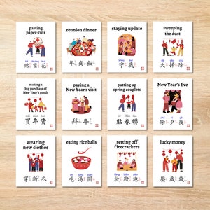 Traditional Chinese Lunar New Year Customs Flashcards Bilingual ...