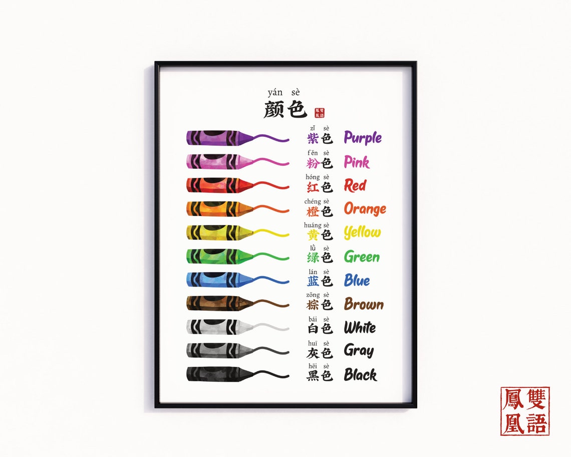 Color Poster Bilingual Simplified Chinese Pinyin Mandarin - Etsy