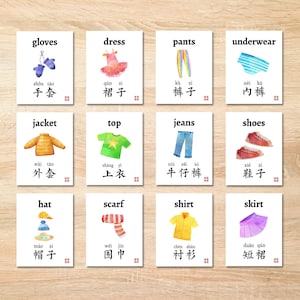 Chinese First Words Clothing Flashcards, Clothes and Accessories ...