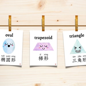 Simplified Chinese 2D Geometric Shapes With Cute Emoji Flashcards ...