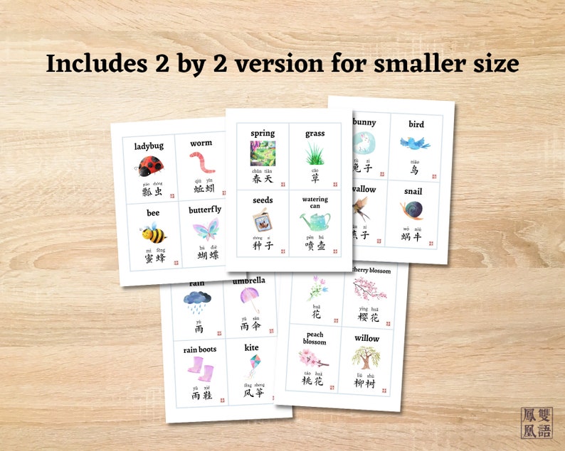 Simplified Chinese Spring Flashcards, Bilingual Mandarin Seasons Cards ...