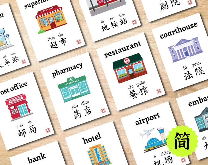 Chinese Places Flashcards Printable Chinese Flashcards for Kids ...