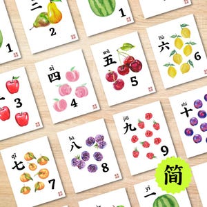 Number Cards Flashcards 1-10 Simplified Chinese Pinyin Homeschool ...