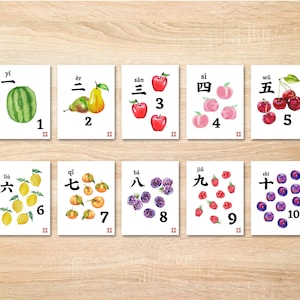 Number Cards Flashcards 1-10 Simplified Chinese Pinyin Homeschool ...