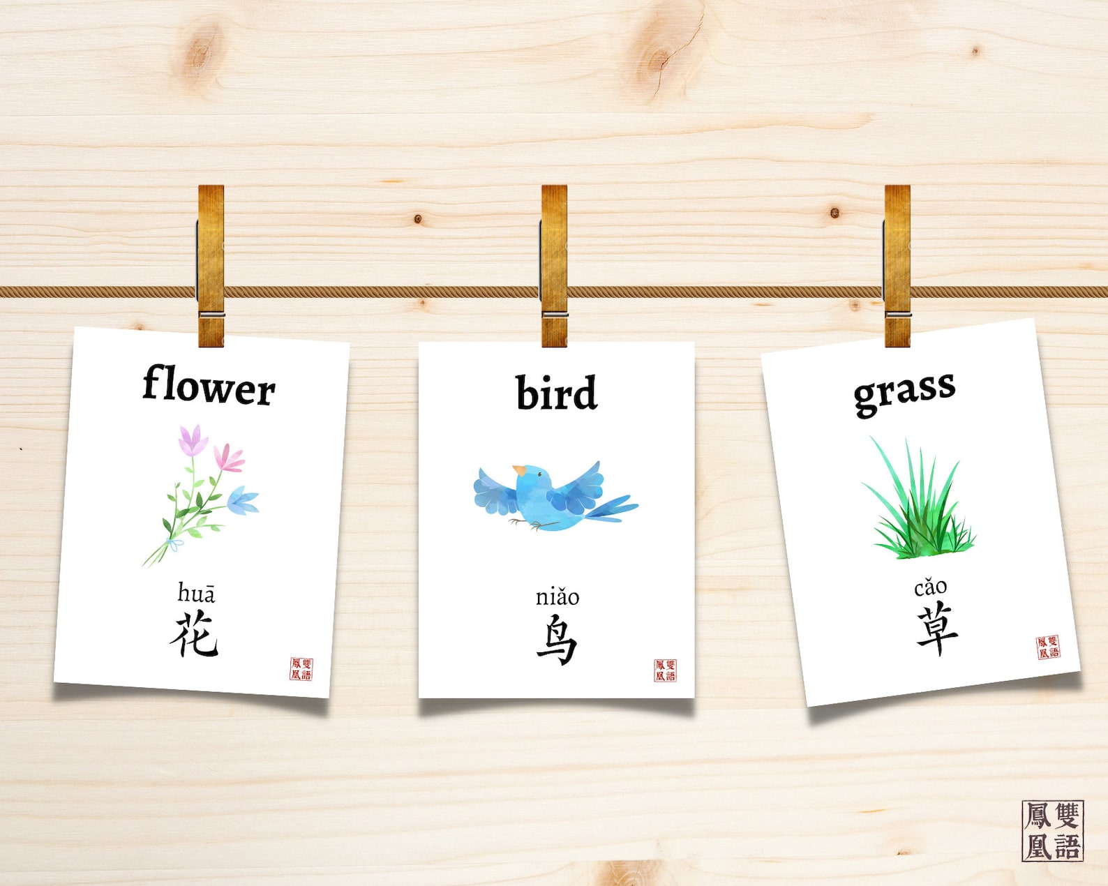 Simplified Chinese Spring Flashcards, Bilingual Mandarin Seasons Cards ...