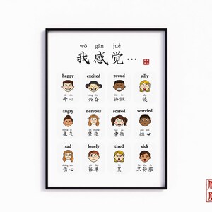 Bilingual Simplified Chinese Emotions and Feelings Poster, Homeschool ...