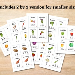 Vegetable Food Chinese Flashcards Kids Veggie Bilingual Cards ...