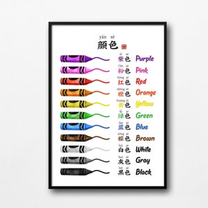 Color Poster Bilingual Simplified Chinese Pinyin Mandarin - Etsy