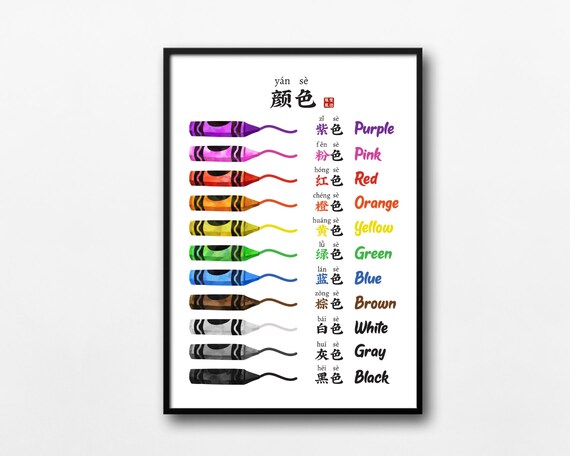 Color Poster Bilingual Simplified Chinese Pinyin Mandarin - Etsy