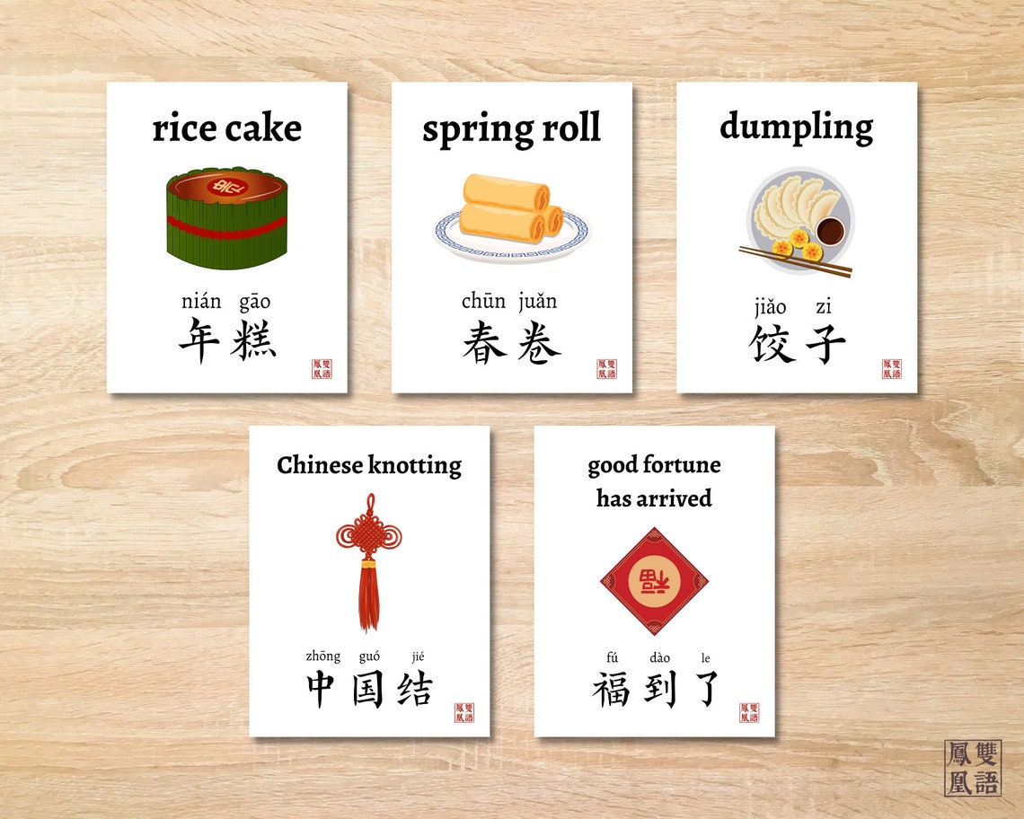 Simplified Chinese New Year Flashcards, Bilingual Mandarin Spring ...