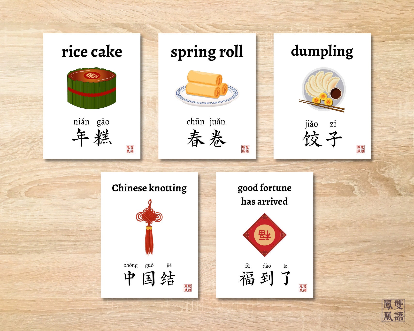 Simplified Chinese New Year Flashcards, Bilingual Mandarin Spring ...
