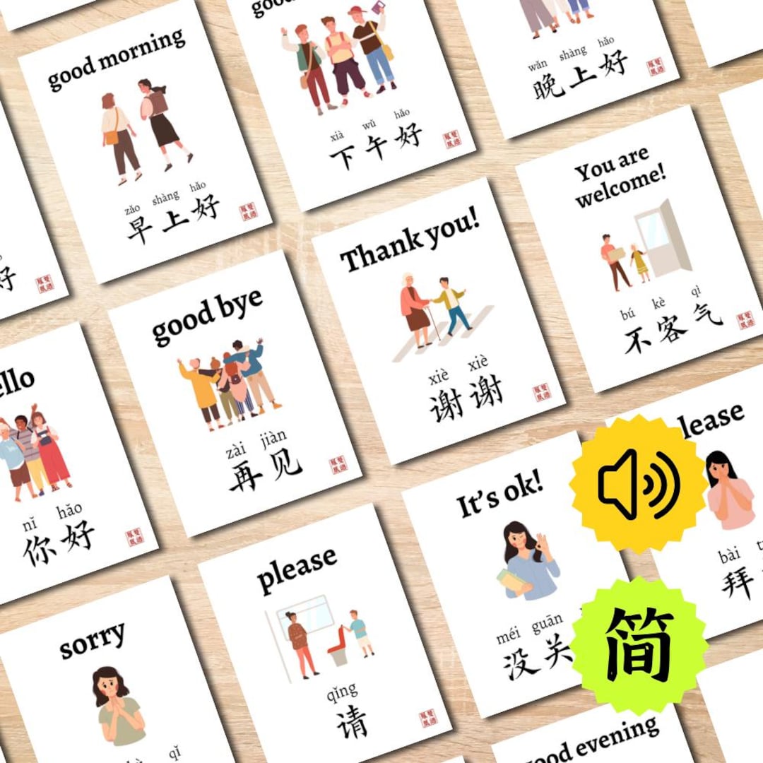 Mandarin Chinese Greetings Flashcards With Audio (digital Download ...
