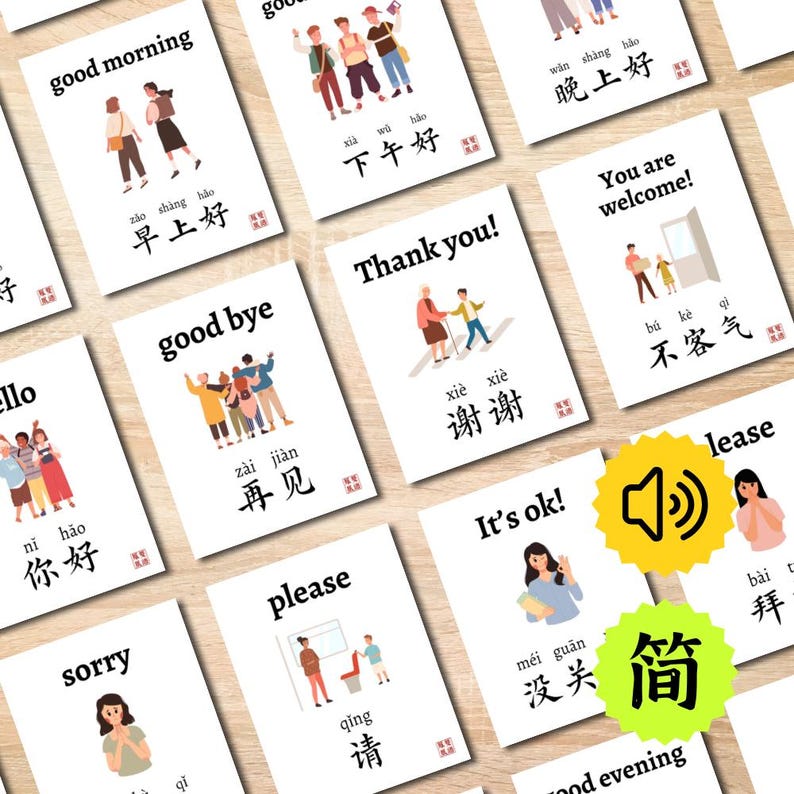 Simplified Chinese Greetings Flashcards + Audio, Bilingual Mandarin ...