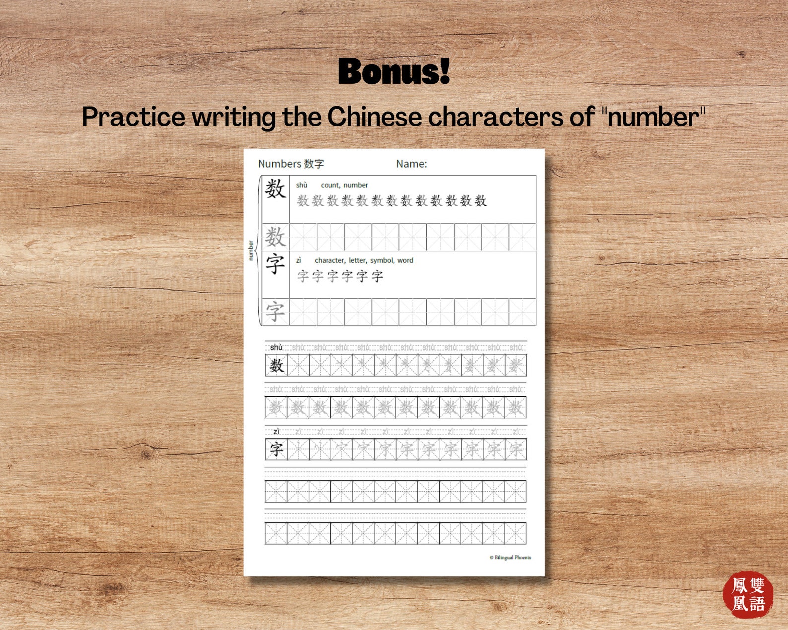 Numbers 1-10 Bilingual Simplified Chinese Characters Strokes Pinyin ...