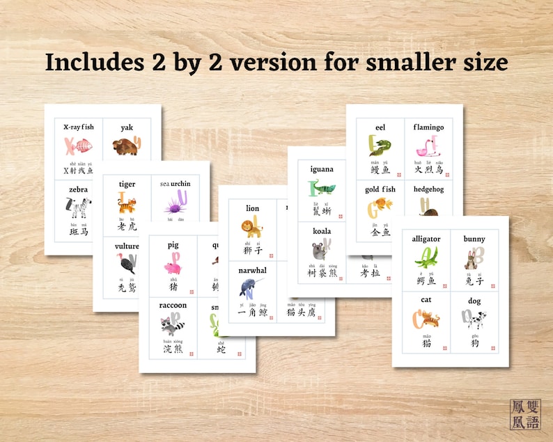 Chinese A to Z Animals Flashcards, Bilingual Simplified Mandarin Pinyin ...