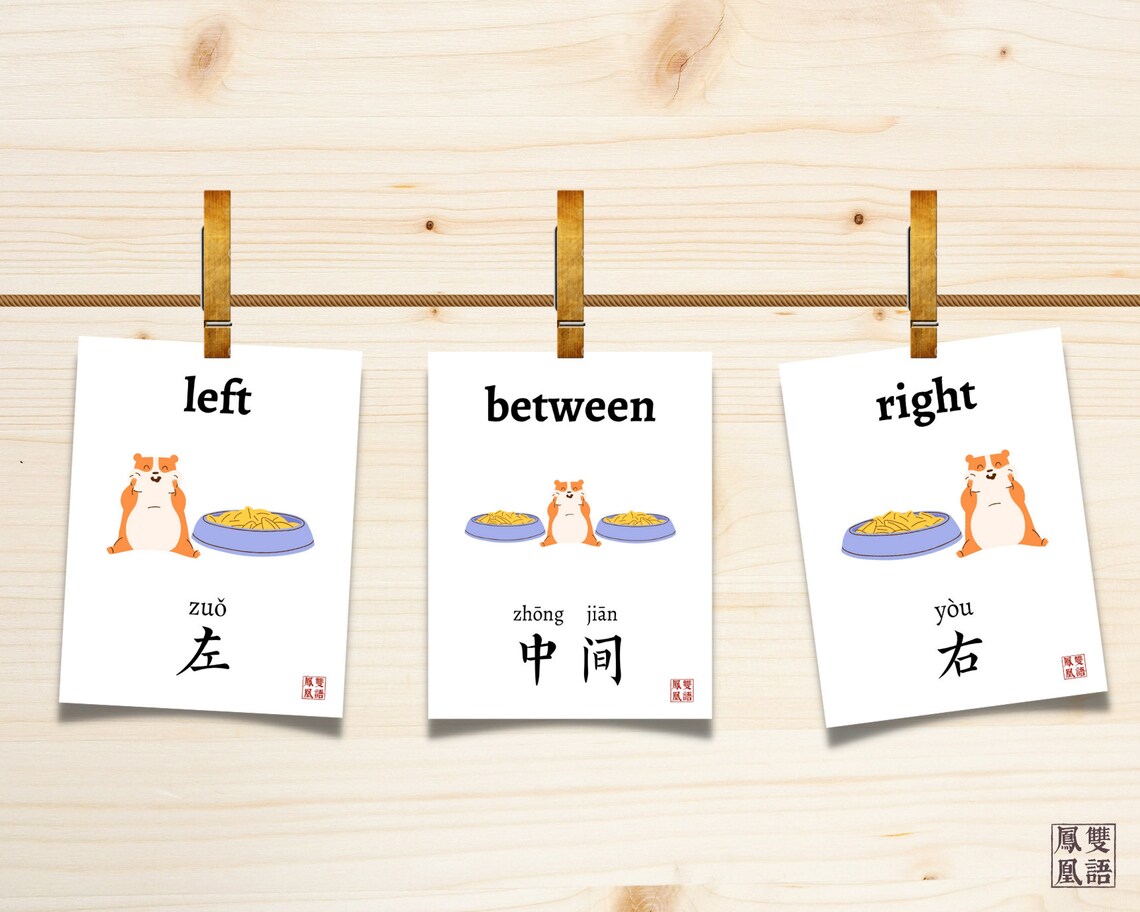 Simplified Chinese Prepositions of Place Flashcards, Bilingual Mandarin ...