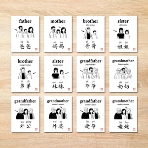 Chinese First Words My Family and Relatives Flashcards, Family Members ...