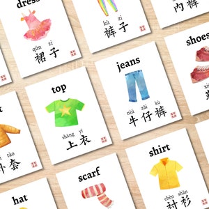 Chinese First Words Clothing Flashcards Clothes and - Etsy