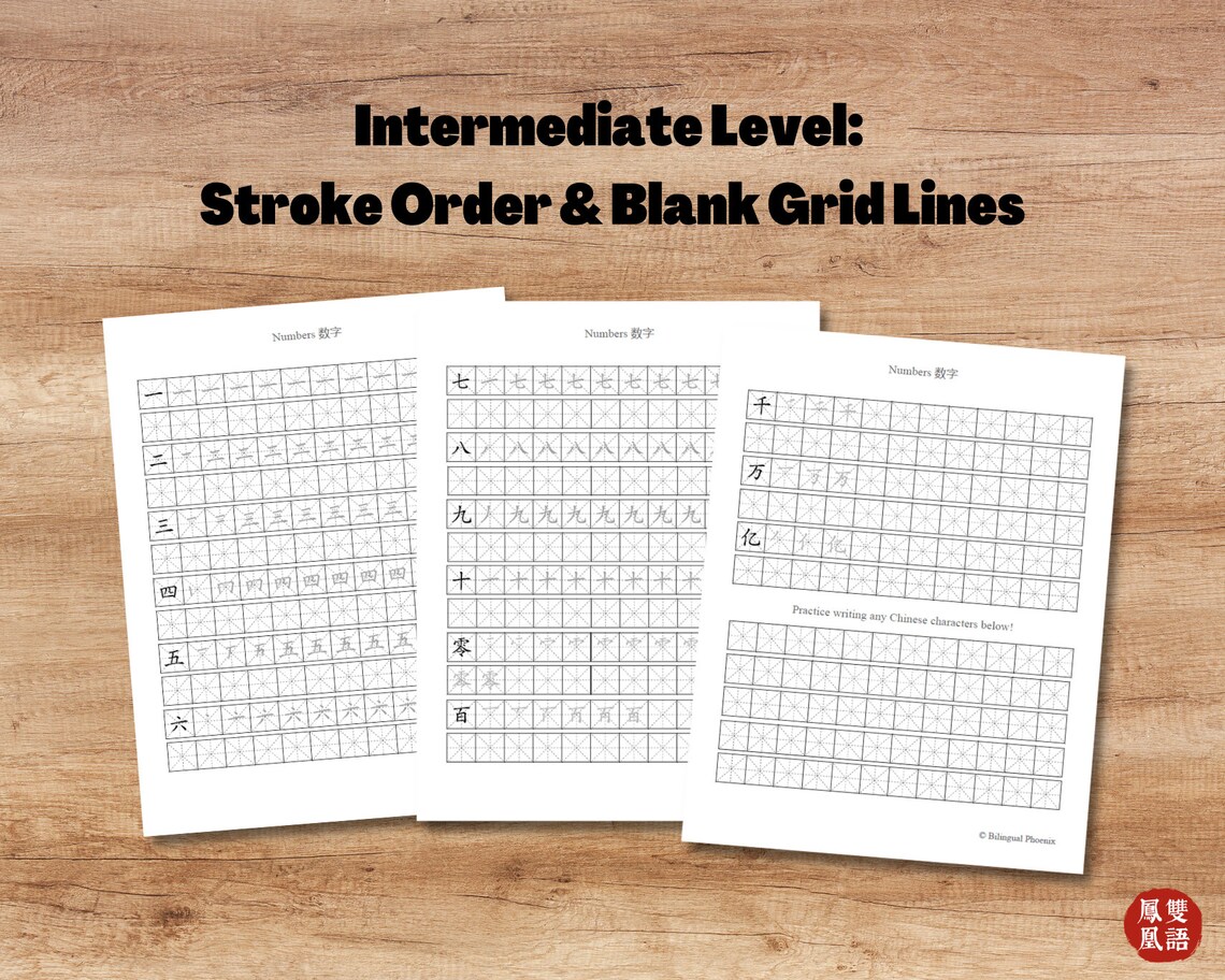 Numbers 1-10 Bilingual Simplified Chinese Characters Strokes Pinyin ...