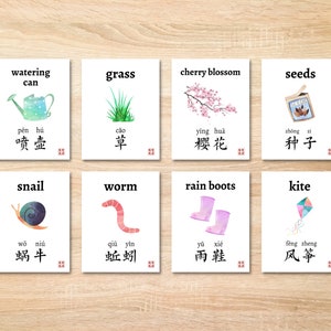 Simplified Chinese Spring Flashcards, Bilingual Mandarin Seasons Cards ...