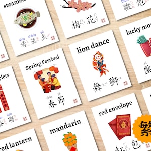 Lunar New Year Traditional Chinese Flashcards, Bilingual Mandarin ...
