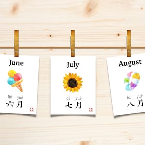 Chinese Months of the Year Flash Cards With Audio (digital Download ...