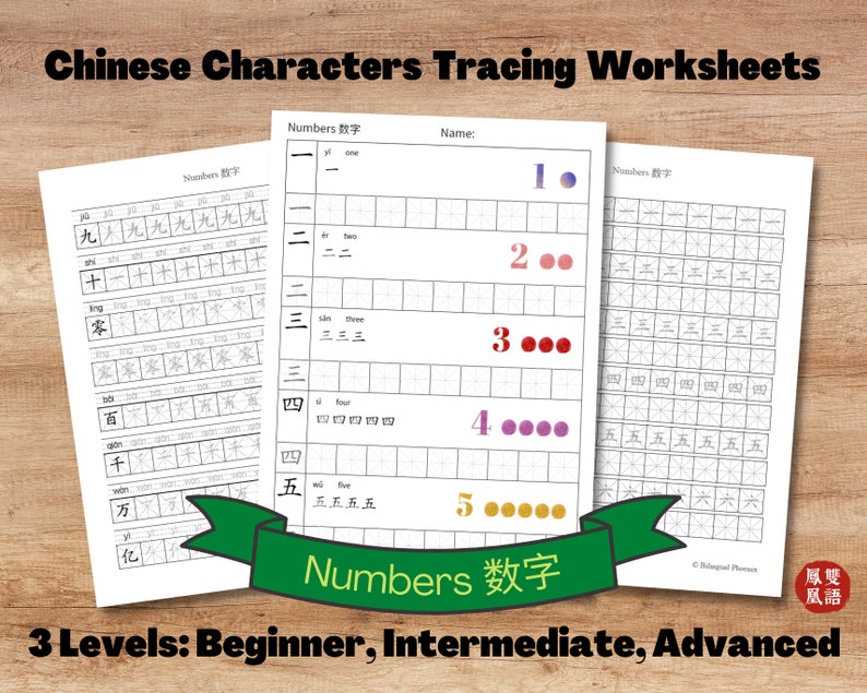 Numbers 1-10 Bilingual Simplified Chinese Characters Strokes Pinyin ...