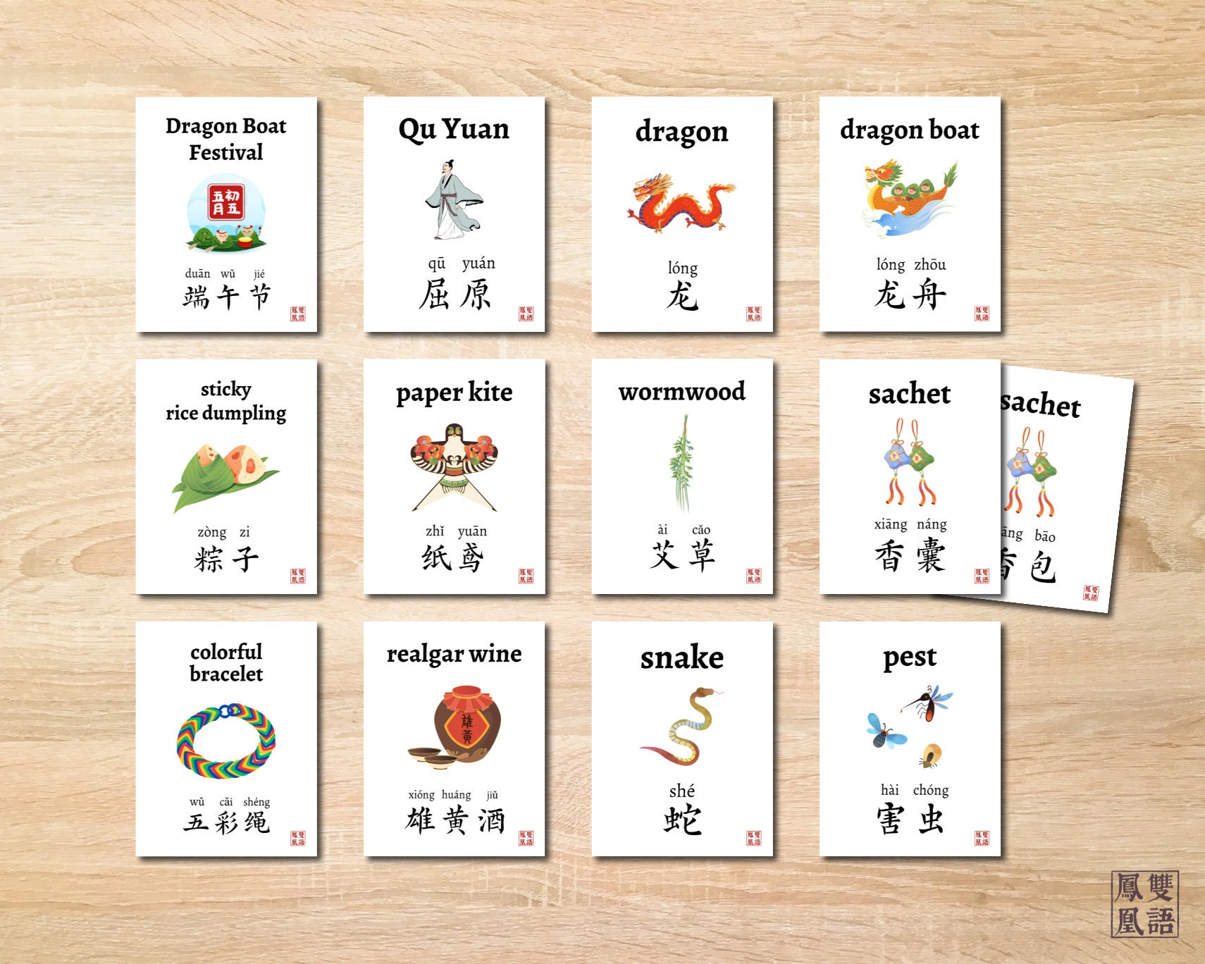 Simplified Chinese Dragon Boat Festival Flashcards, Bilingual Mandarin ...