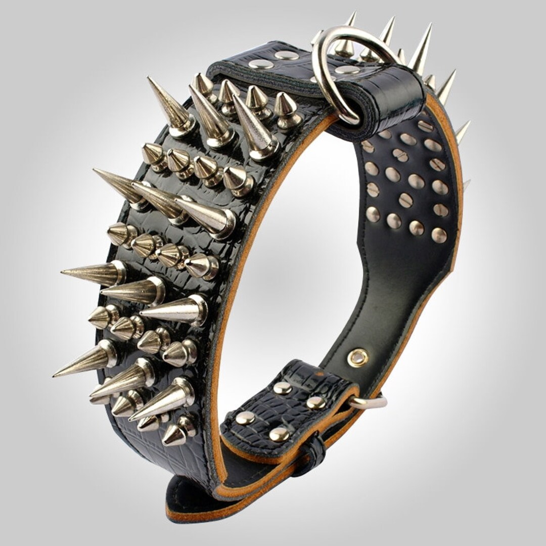 Dog Bite Collar Fashion Bully Dog Supplies Pitbull Bulldog PU Collar ...