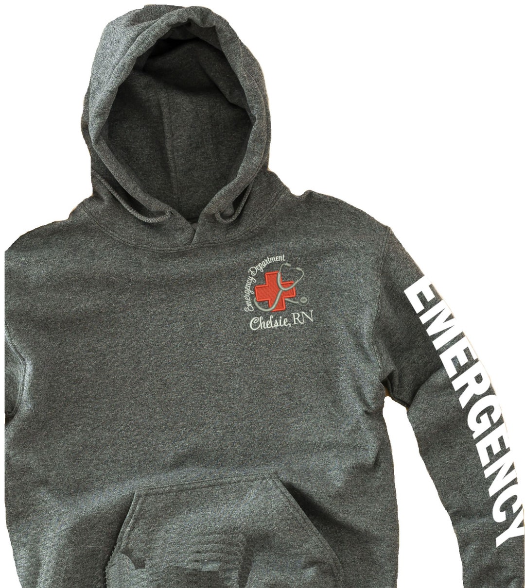 Healthcare ED Emergency Department Hoodie Sweatshirt EKG Heartbeat ...