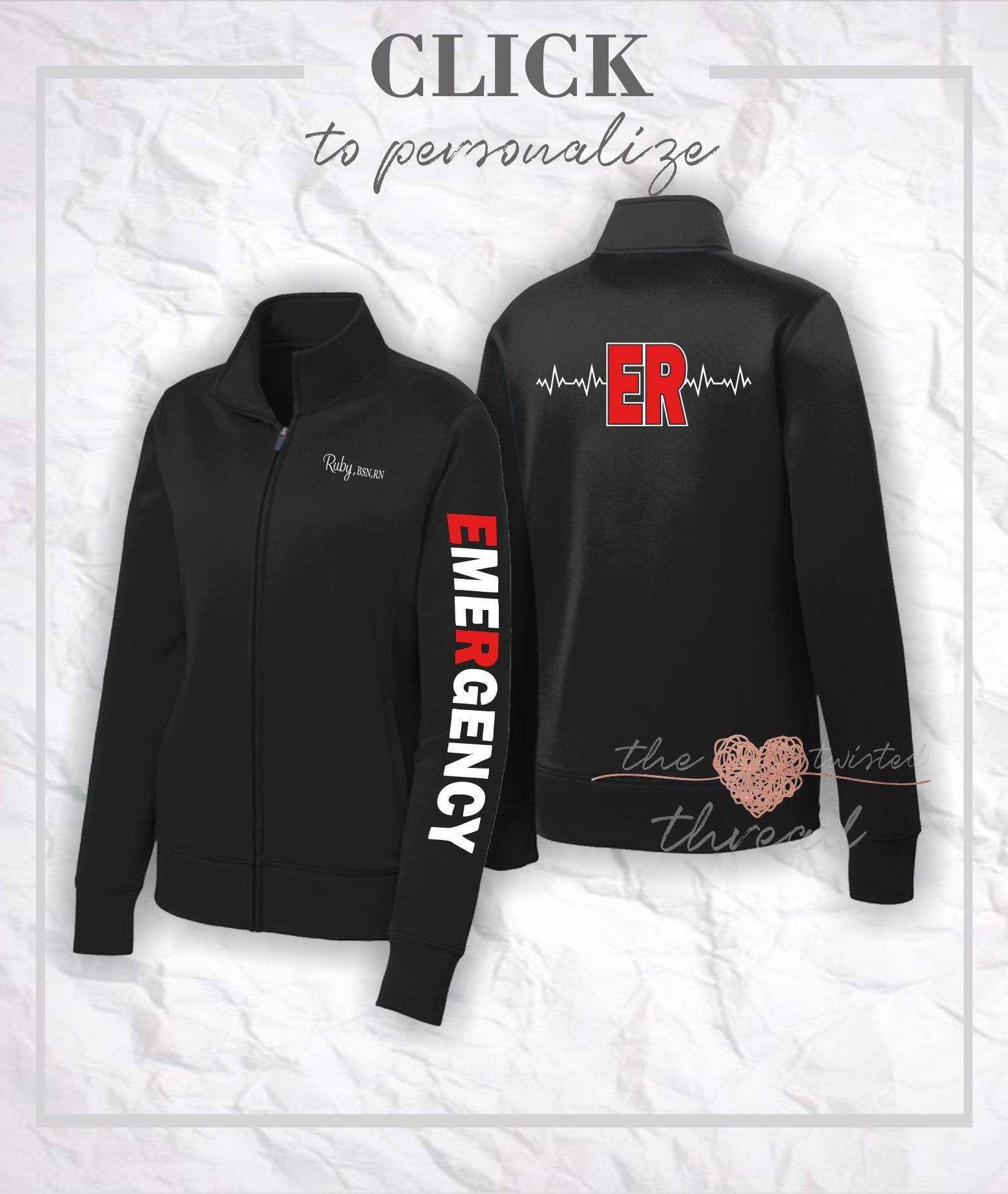 Healthcare ED Emergency Department Jacket Full Zip EKG - Etsy Australia