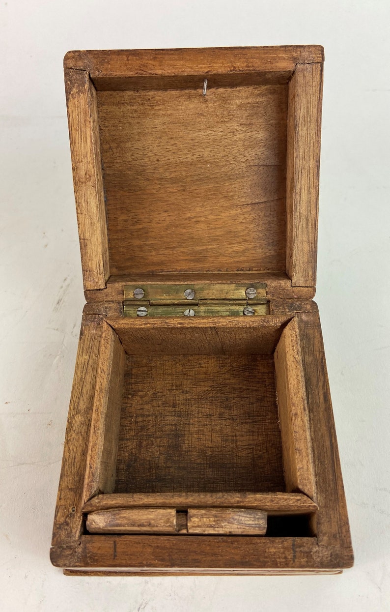 Carved Wood Hinged Box With Sliding Lock - Etsy