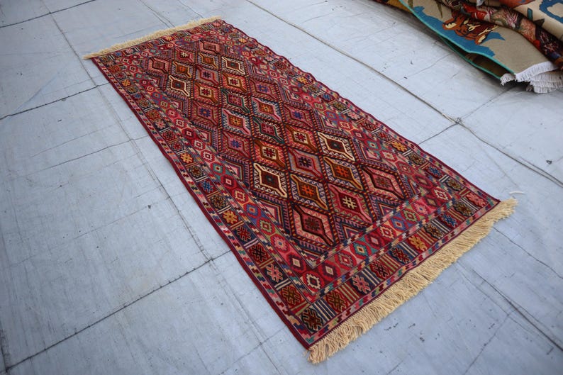 Antique Mashwani Runner Rug 2'8x6'4 Ft Vintage Tribal Kilim Rug- Afghan ...