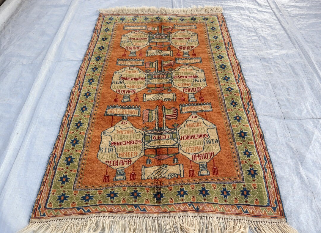 Collectible Rug 2'6x4 Antique Pictorial Rug, Rustic Home Decor, Afghan ...
