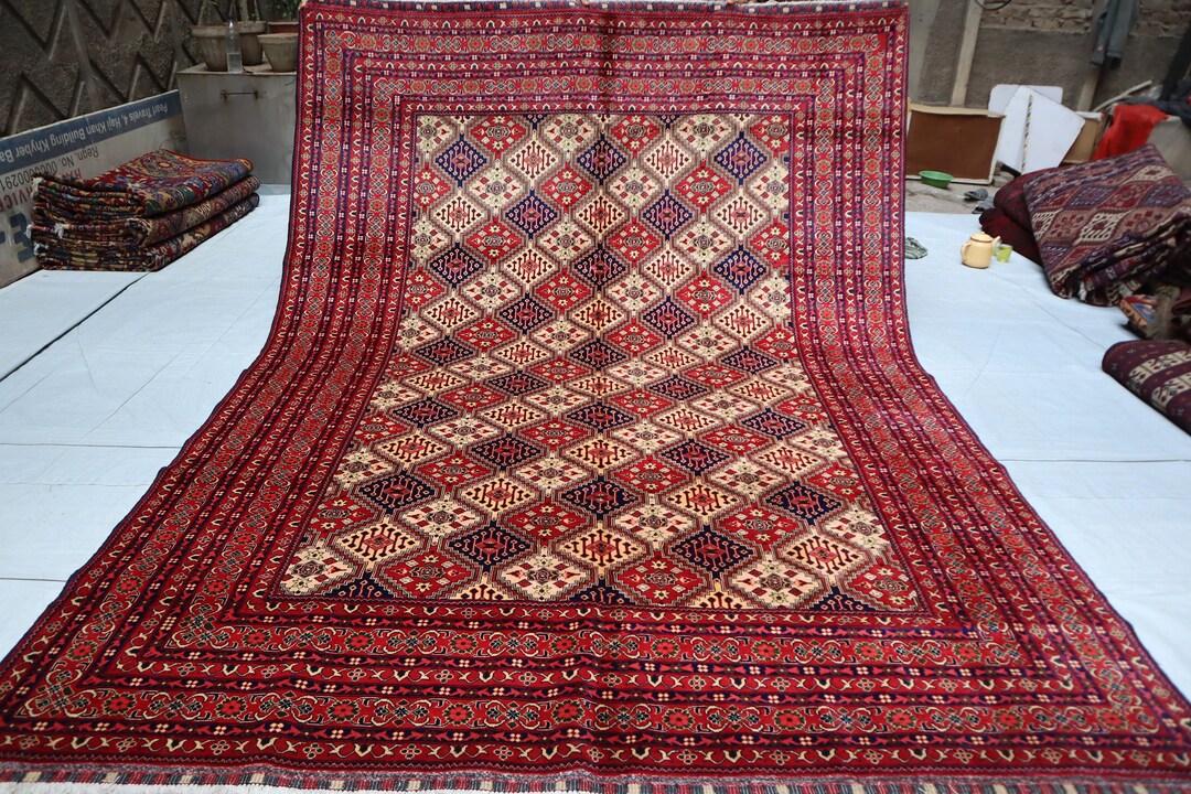 Large Palace Size Rug/ 8'4x11'3 Ft/ Afghan Geometric Design Rug/ Fine ...