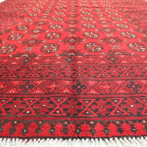 5.3 X 7.11 Ft Turkmen Mori Tribal Rug, Red Vintage Rug, Afghan Hand ...