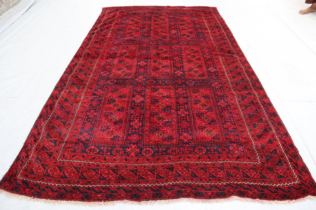 Antique Area Rug, 5'4x9 Feet, Geometric Vintage Rug, Afghan Handmade ...