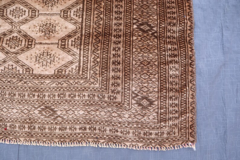 1920s Antique Muted Terracotta Rug 4x5'5 Afghan Vintage Faded Rug Low ...
