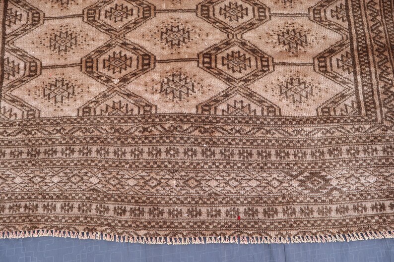 1920s Antique Muted Terracotta Rug 4x5'5 Afghan Vintage Faded Rug Low ...
