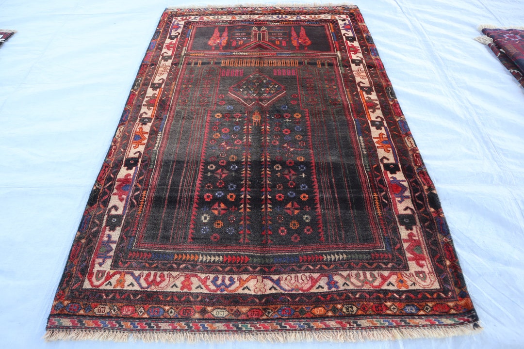 Antique Prayer Rug, 3x5 Ft Handmade Vintage Faded Prayer Rug, Afghan ...