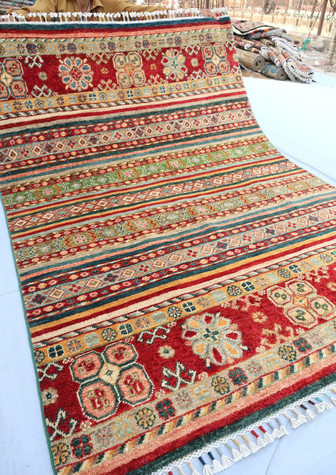 4'3x6'1 Afghan Traditional Khurjeen Area Rug Hand - Etsy