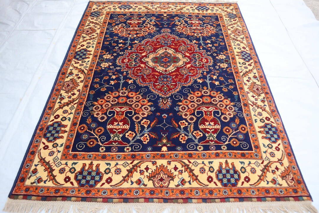 Blue 5x7 Ft Mamluk Area Rug - Handknotted Afghan Veg Dyes Wool Rug ...