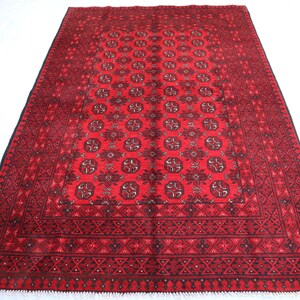 5.3 X 7.11 Ft Turkmen Mori Tribal Rug, Red Vintage Rug, Afghan Hand ...