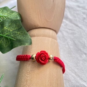 Red Rose Macrame Bracelet, Valentines Day Gift, Wedding Gift ...