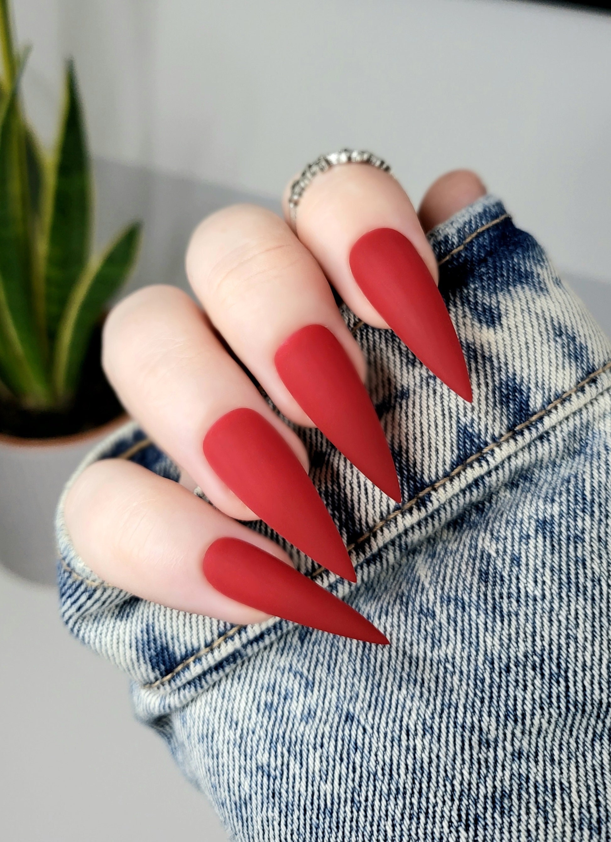 Red Matte Acrylic Nails