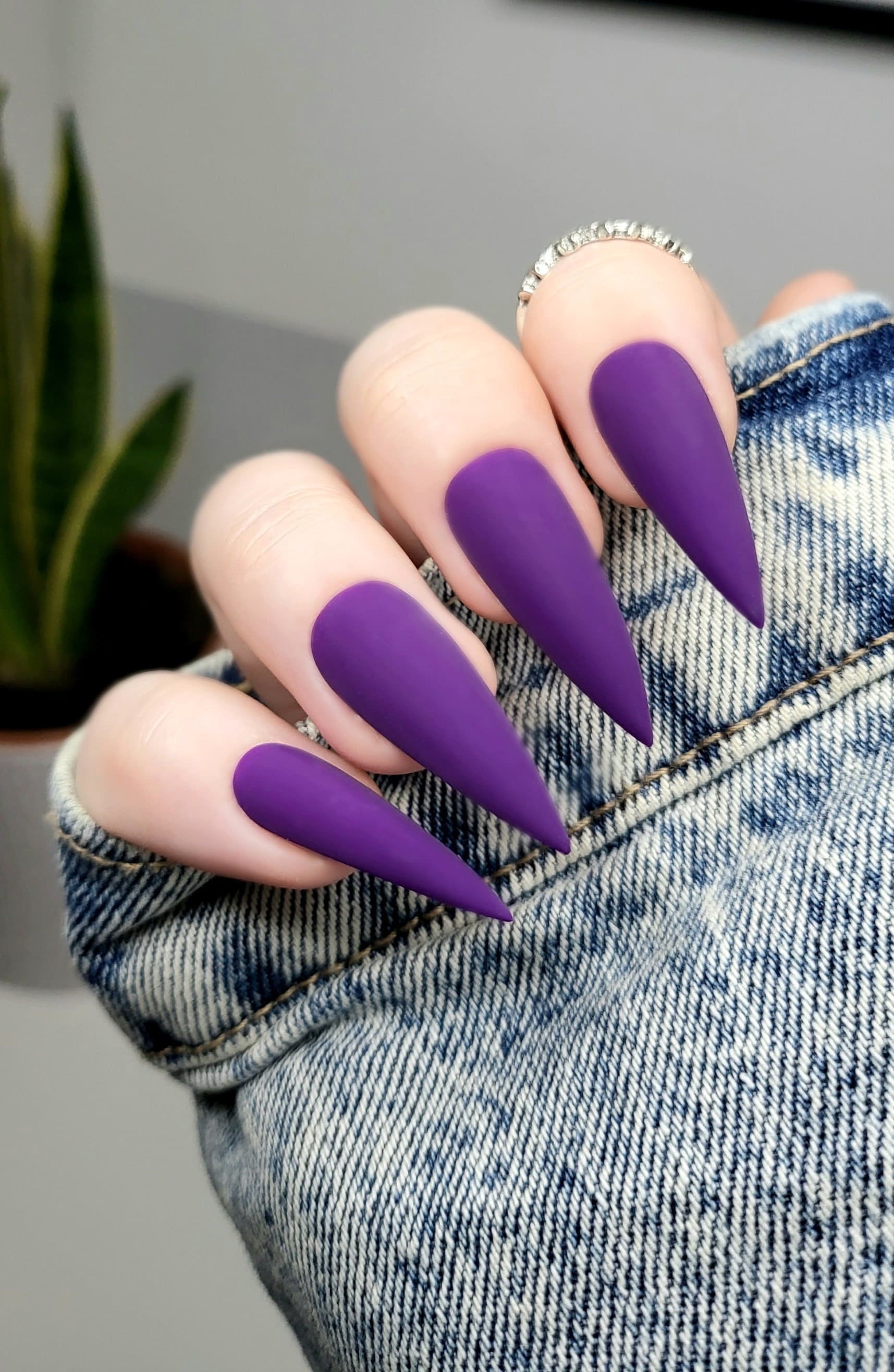 Purple Matte Acrylic Nails