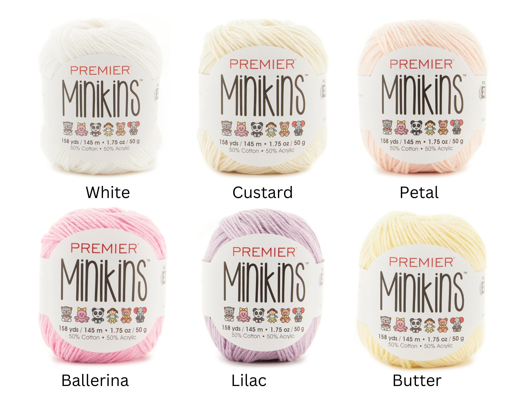 PREMIER® Minikins 50g - Fine/sport Weight Yarn - Cotton/acrylic Crochet ...